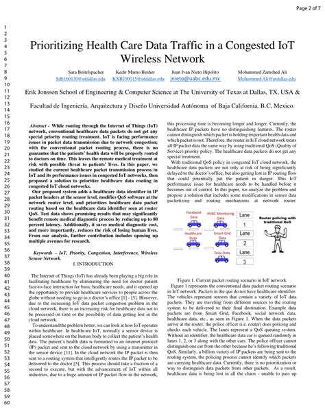 Pdf Sensor Initiated Healthcare Packet Priority In Congested Iot Networks