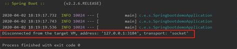 springboot startup error disconnected from the target vm address
