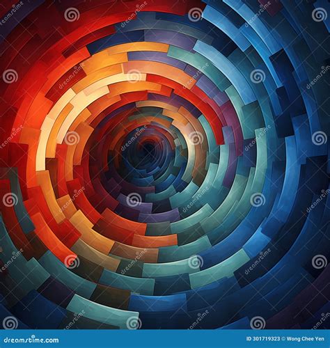 Spiral Segmented Vortex Swirls Colourful Digital Art Illustration Stock