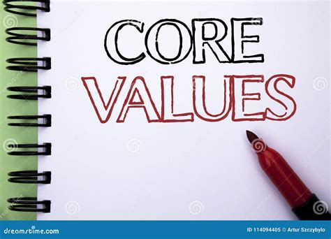 Handwriting Text Core Values Concept Meaning Principles Ethics