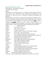 Hw Ling Pdf HOMEWORK ASSIGNMENT Due By September At Read Chapters And From