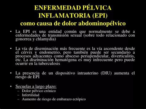 PPT ENFERMEDAD PÉLVICA INFLAMATORIA EPI como causa de dolor