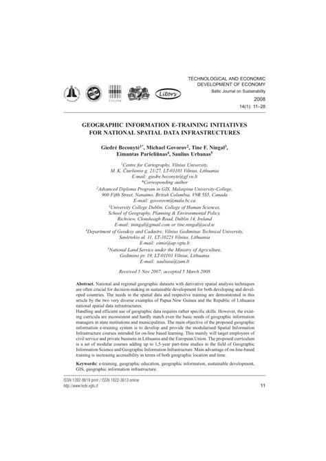 Pdf Geographic Information E‐training Initiatives For National