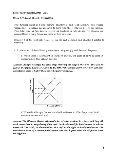 Economic Principles Tutorial 2 Answers Pdf Demand Supply Economics