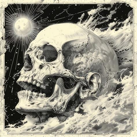 A Skull With A Sun In The Background Captured Beautifully Premium Ai