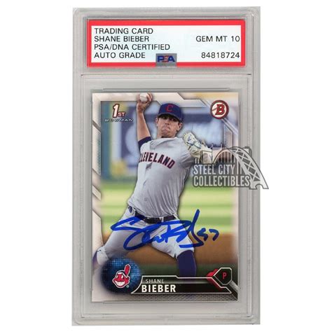 Shane Bieber 2016 Bowman Draft 1st Bowman Autograph Rc Card Bd 68 Psa
