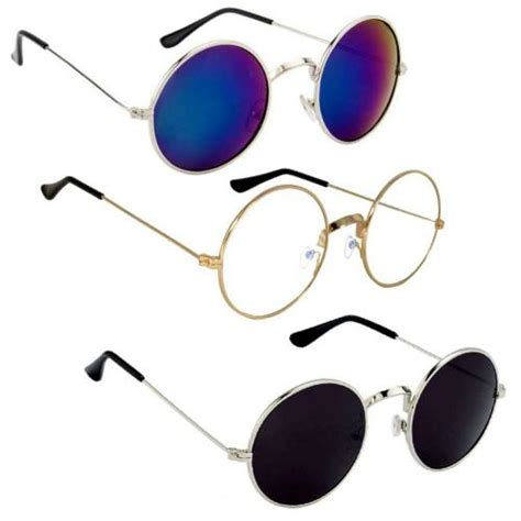 Buy Phenomenal Round Unisex Sunglasses Blue Clear Black Men