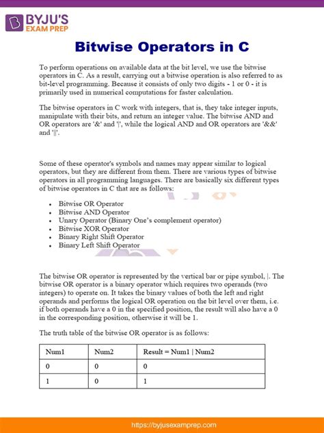 Bitwise Operators In C Explained Pdf Computer Architecture Arithmetic