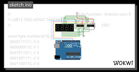 LAB13 7SEG 4DIG 74HC959 C Wokwi ESP32 STM32 Arduino Simulator