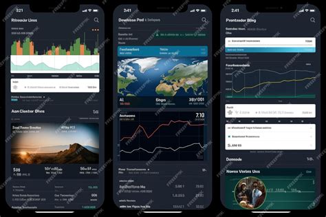 Premium Photo Smartphone Screens Displaying Various Financial Charts And Data Analytics Graphics