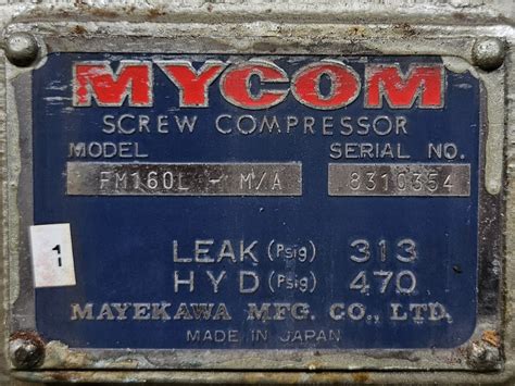 Used Mycom Fm160l M A Screw Compressor Unit Nh3 Hos Bv