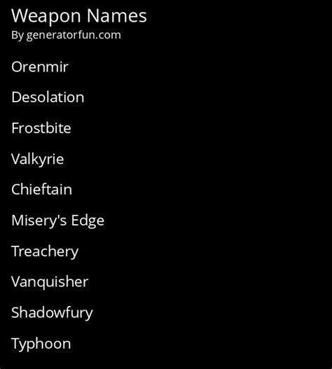 Weapon Name Generator Generate A Random Weapon Name Name Generator
