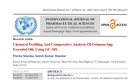 Chemical Profiling And Comparative Analysis Of Ocimum Spp Essential