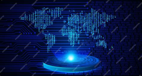 Premium Vector World Binary Circuit Board Future Technology Blue Hud Cyber Security Concept