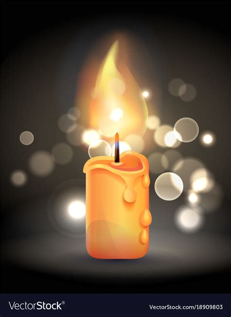 Magic Burning Candle With Flame Realistic Design Vector Image