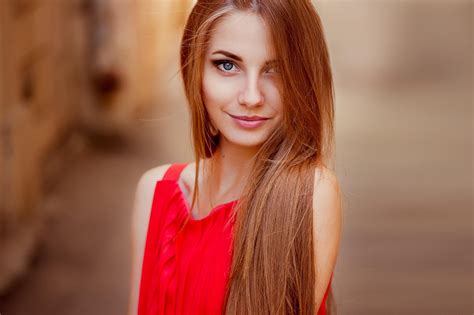 Women Auburn Hair Blue Eyes Blurred Looking At Viewer Hd Wallpapers Desktop And Mobile