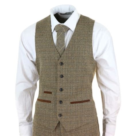 Mens 3 Piece Tweed Check Suit Brown Buy Online Happy Gentleman