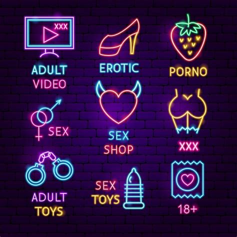 Premium Vector Sex Shop Neon Label Set Vector Illustration Of Adult Toys Promotion