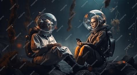 Premium Photo Romantic Ai Robots Couple Of Ai Robots Bionic Robot