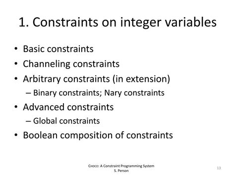 Ppt Choco A Constraint Programming System Powerpoint Presentation