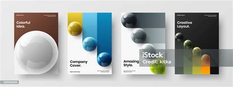 여러 가지 빛깔의 3d 공 회사 Id 일러스트 번들 절연 잡지 표지 벡터 디자인 개념 조성 A4 용지에 대한 스톡 벡터 아트 및 기타 이미지 Istock