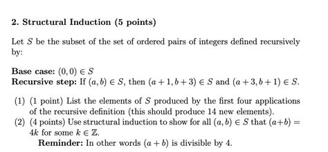 solved 2 structural induction 5 points let s be the