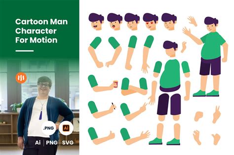 Cartoon Man Character For Motion 3 Git Aset