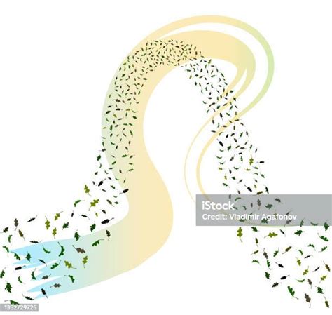 바람에 날아다니는 잎의 원활한 벡터 흐름 가을 잎 가을 개념 배경 바람에 대한 스톡 벡터 아트 및 기타 이미지 바람 소용돌이 모양 잎 Istock