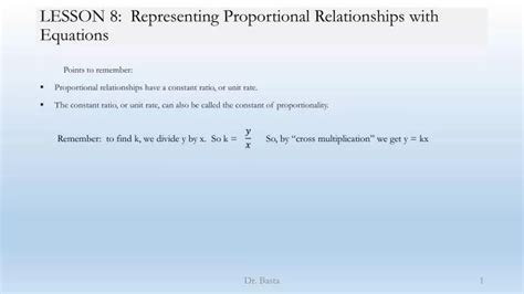 PPT LESSON 8 Representing Proportional Relationships With Equations