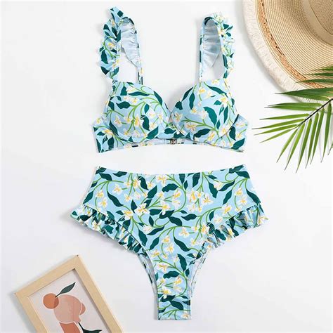 Tejiojio Summmer Clearance Womens Swimsuitvintage Print Lace Up One Piece Swimsuit Bikini Lace