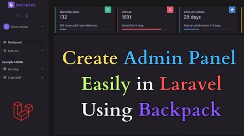 How To Create Admin Panel Easily In Laravel Using Backpack For Laravel Youtube