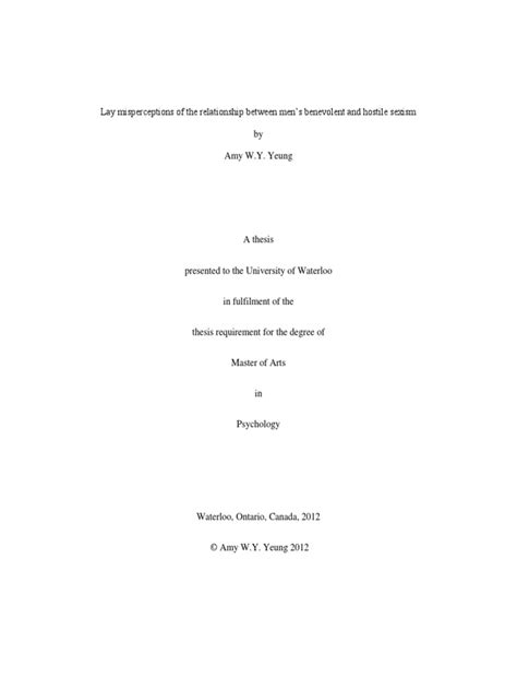 Lay Misperceptions Of The Relationship Between Mens Benevolent And