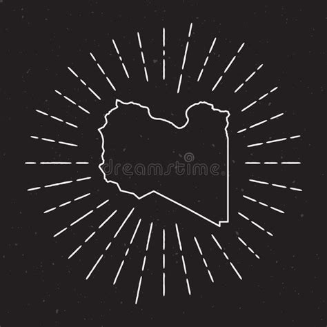 Esboço Do Mapa Do Vetor De Líbia Com Sunburst Do Vintage Ilustração Do