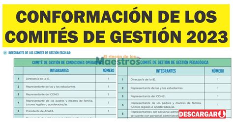 Conformaci N De Los Comit S De Gesti N Escolar El Rinc N De Los