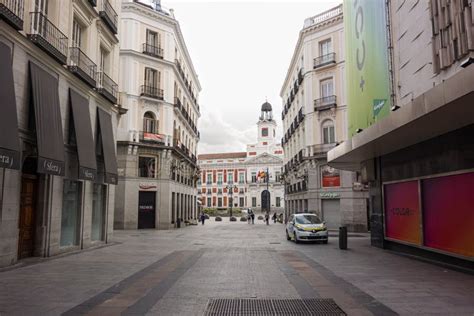 Preciados Street In Madrid With Fewer People Than Usual Due To The