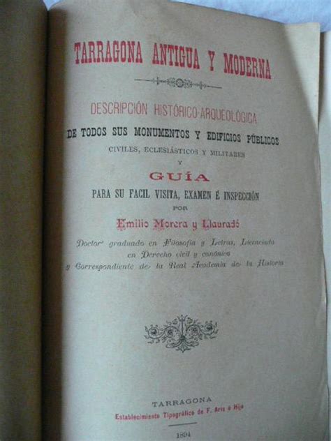 TARRAGONA ANTIGUA Y MODERNA Descripción Histórico Arqueológica de