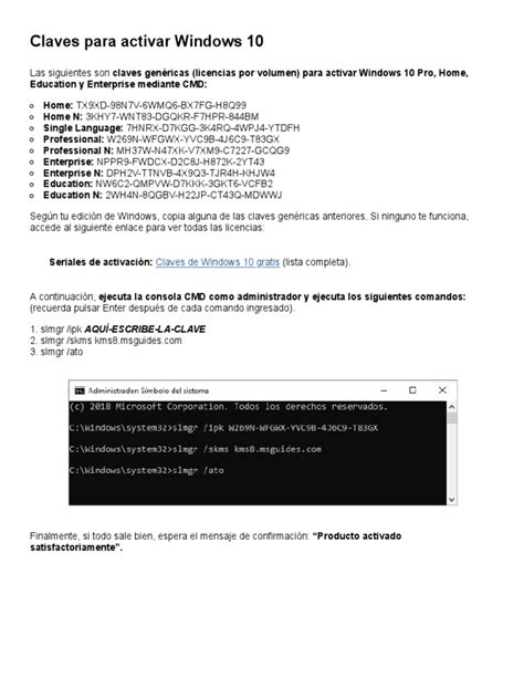 Cómo Activar Windows 10 Sin Programas Cmd Pdf