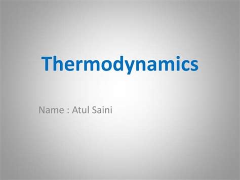 Thermodynamics Ppt