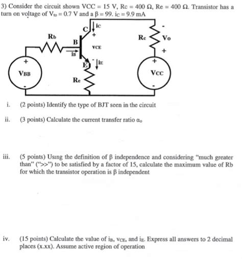 solved 3 consider the circuit shown vcc 15