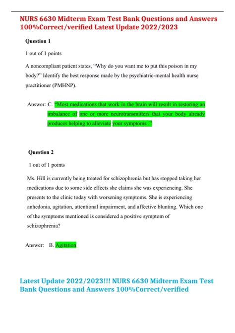 Nurs 6630 Midterm Exam Test Bank Questions And Answers 100correct