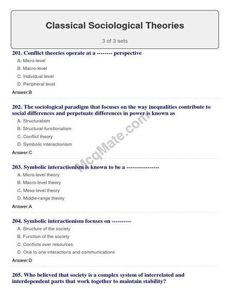 Classical Sociological Theories Set 3 Pdf Sociology Society