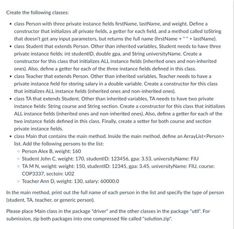 Solved Create The Following Classes • Class Person With