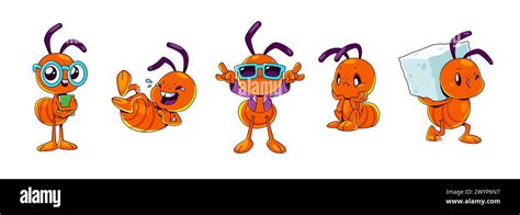 Red Cartoon Ant Character Cute Isolated Insect Illustration Funny Bug