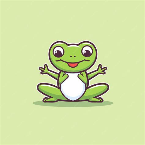 귀여운 개구리 만화 캐릭터 재미있는 개구리의 터 일러스트레이션 프리미엄 벡터
