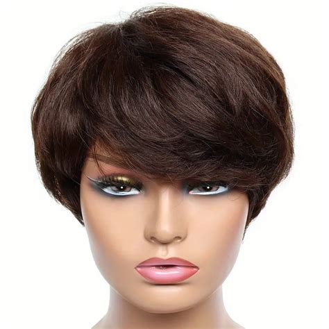 Short Bob Pixie Cut Wigs Human Hair Wigs Bangs Women Temu