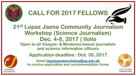 Call For Fellows To The 21st Lopez Jaena Community Journalism Workshop