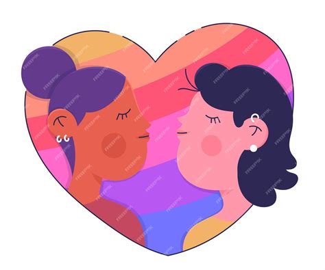 Free Vector Flat Design Affectionate Lesbian Kiss