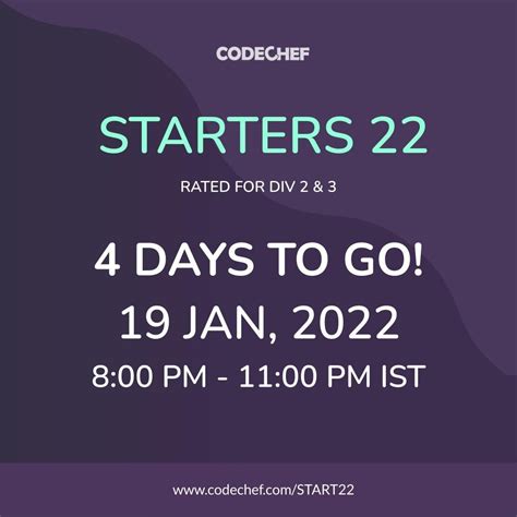 Codechef On Linkedin Just A Friendly Reminder That Starters 22 Starts