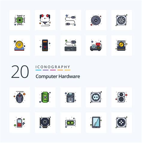 20 Computer Hardware Line Filled Color Icon Pack Like Hardware Stock