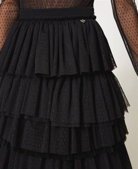 Jupe Longue En Tulle Femme Noir Twinset Milano